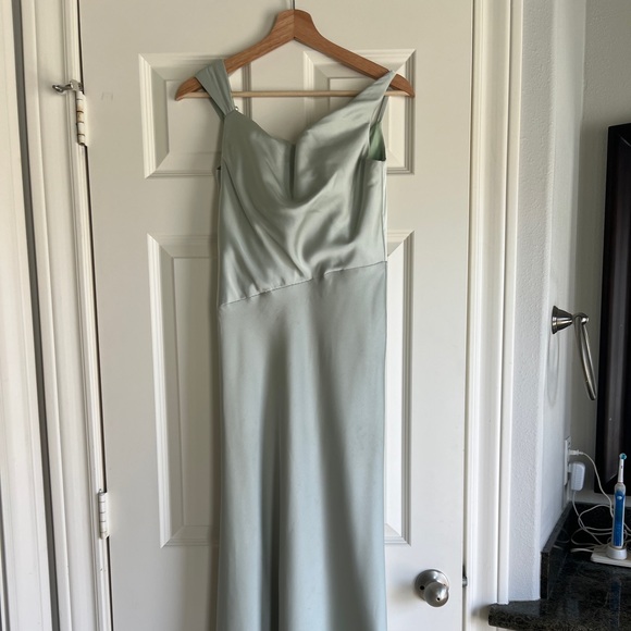 Dresses | Aw Bridal Meggie Sage Green Satin Charmeuse Bridesmaid Dress ...